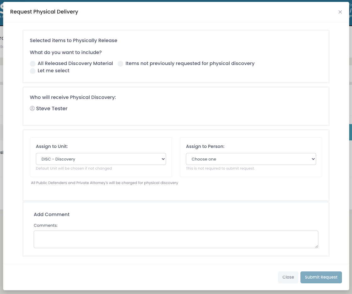 Create a Physical Discovery Request – eDiscovery User Manual DA